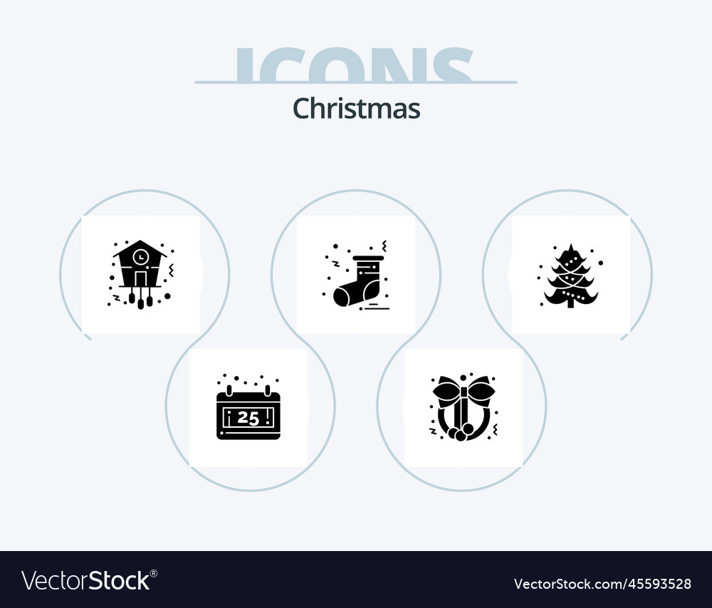 Christmas glyph icon pack 5 icon design tree Vector Image