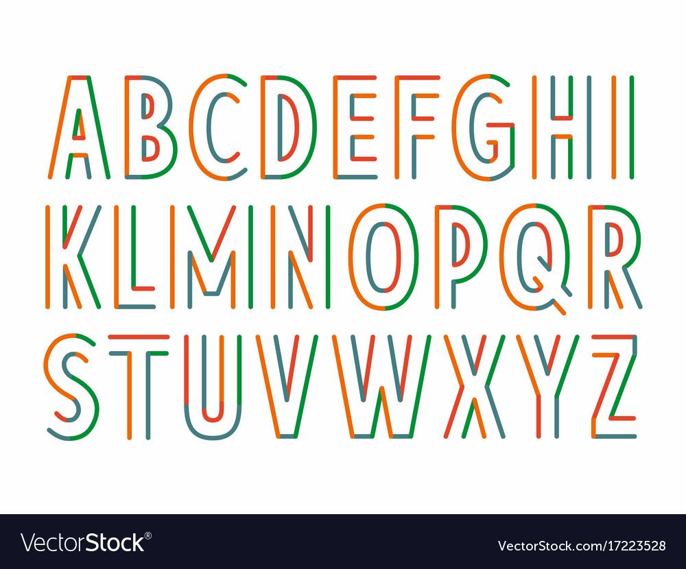 Colorful parallel lines font Royalty Free Vector Image