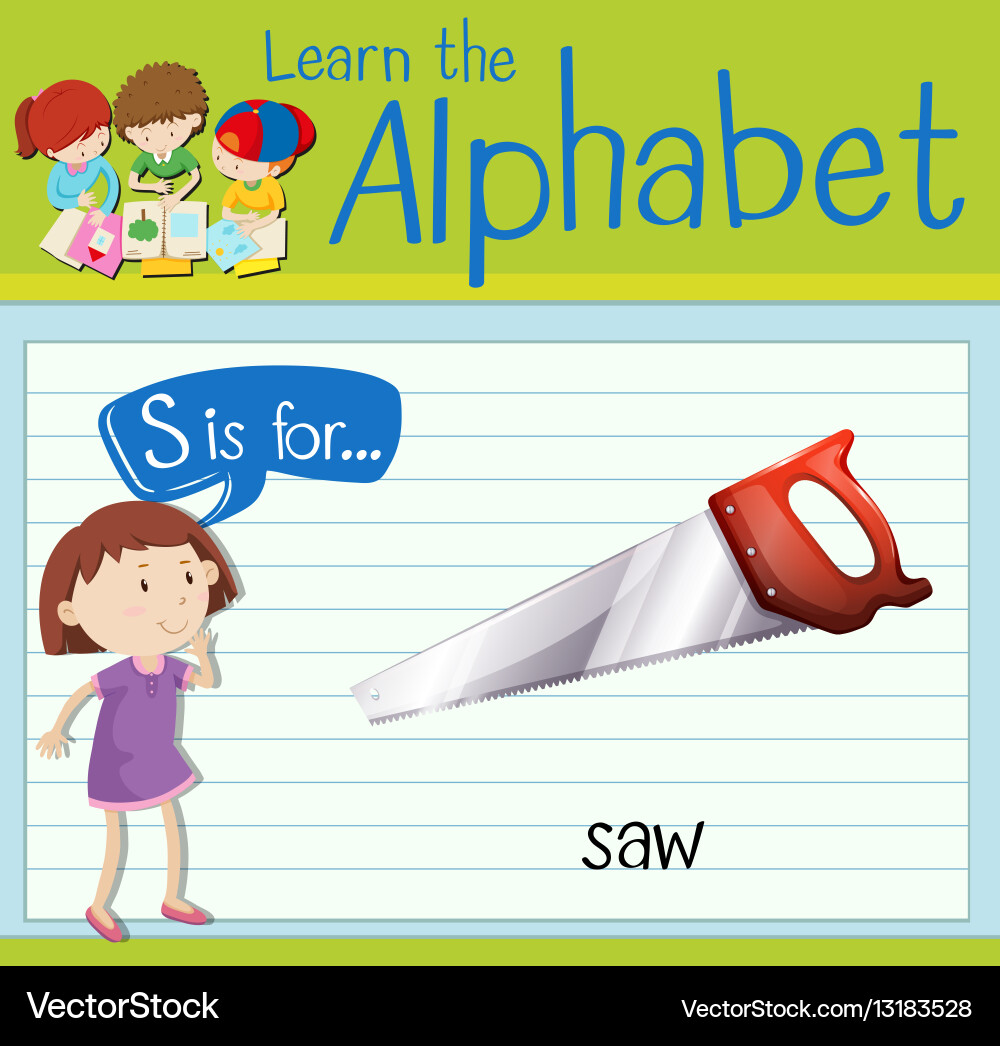 Flashcard letter s is for saw Royalty Free Vector Image