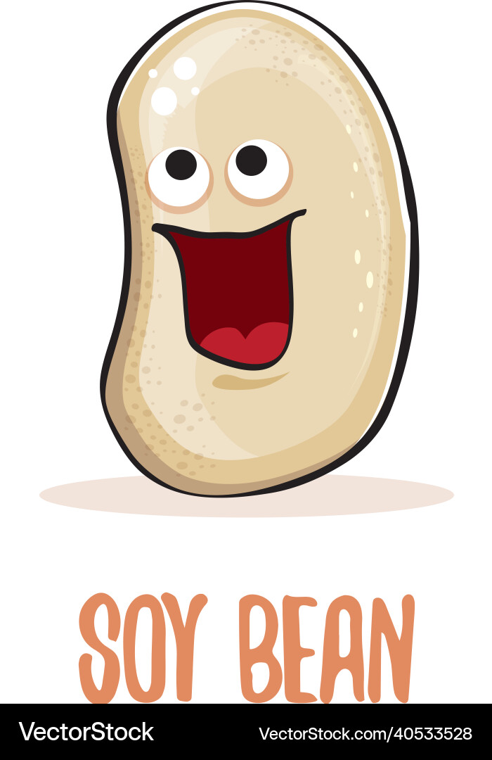 Funny cartoon cute soybean character Royalty Free Vector