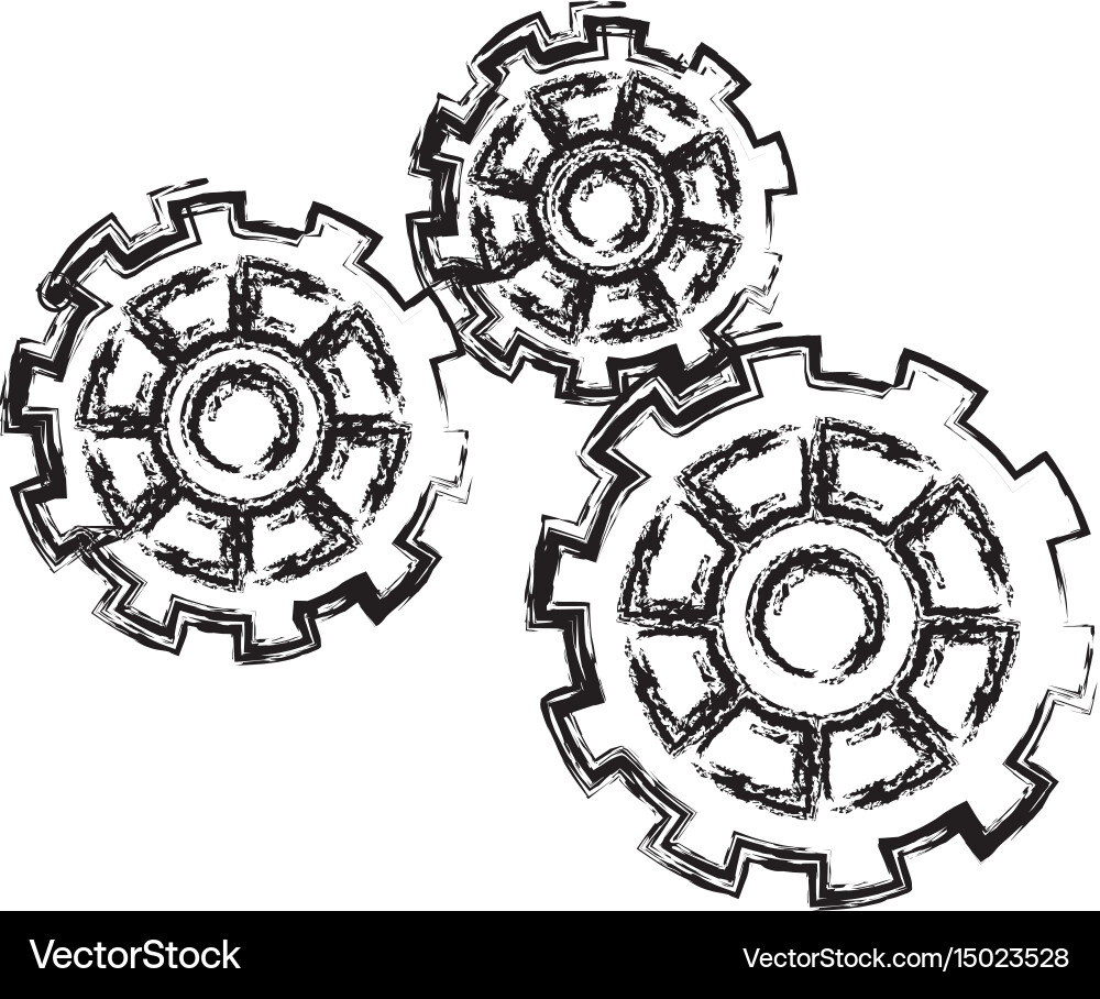 Gears working teamwork machinery pin wheel icon Vector Image
