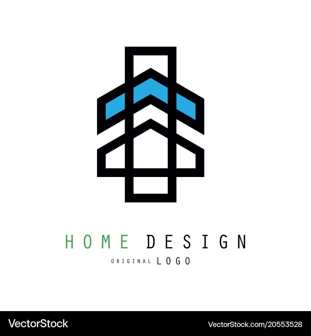 Original linear logo for house design company Vector Image