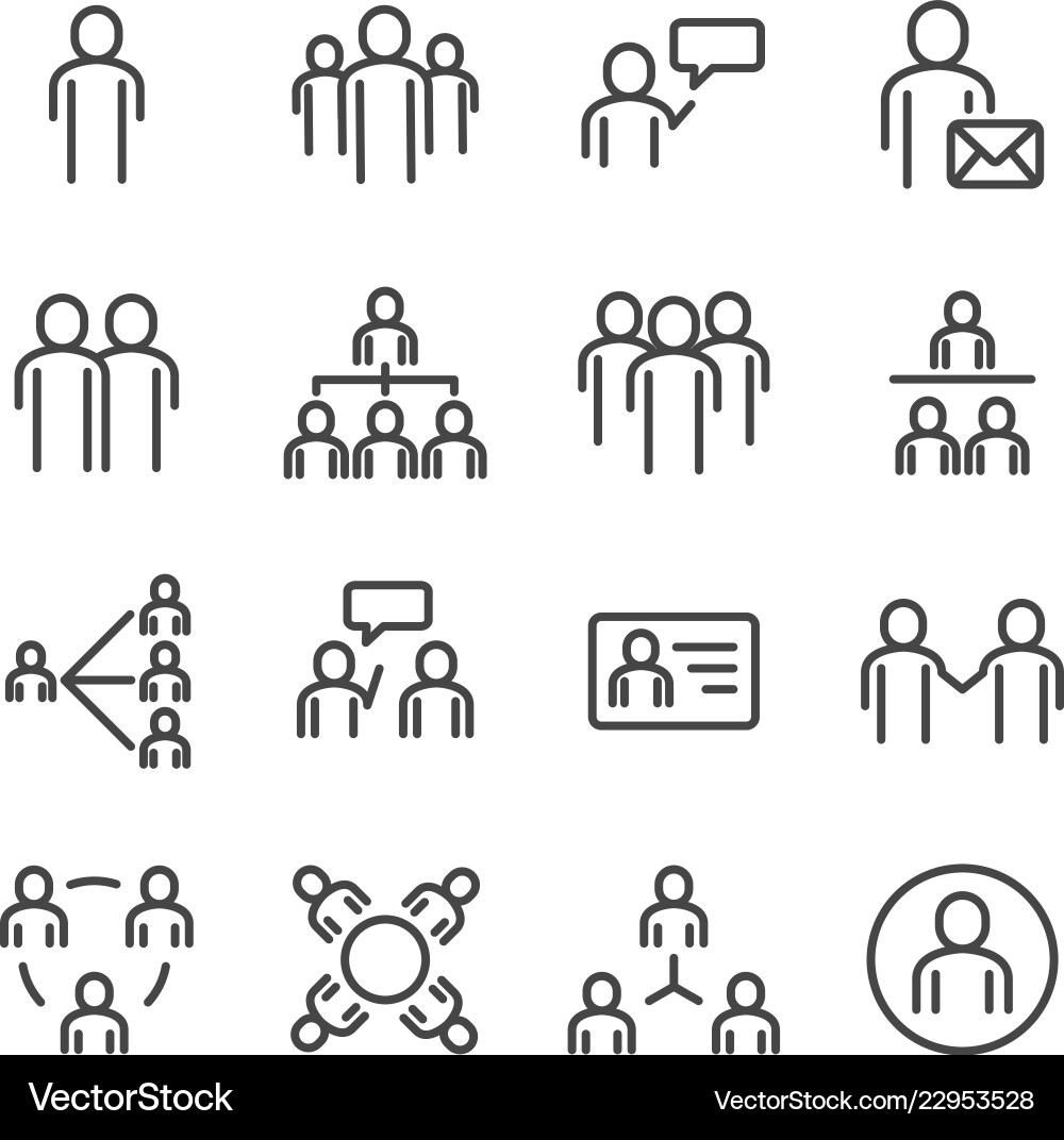 People and social icon set thin line theme Vector Image