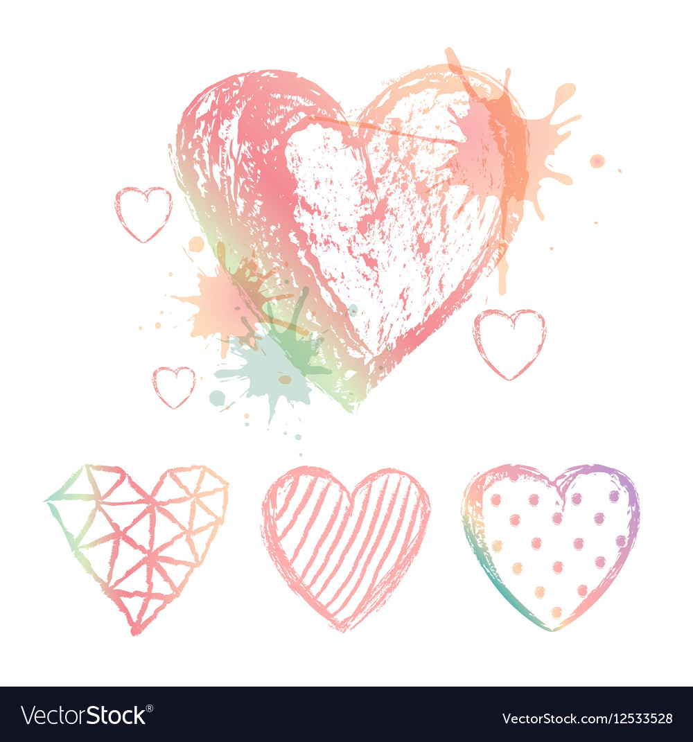 Set hand drawn hearts Royalty Free Vector Image