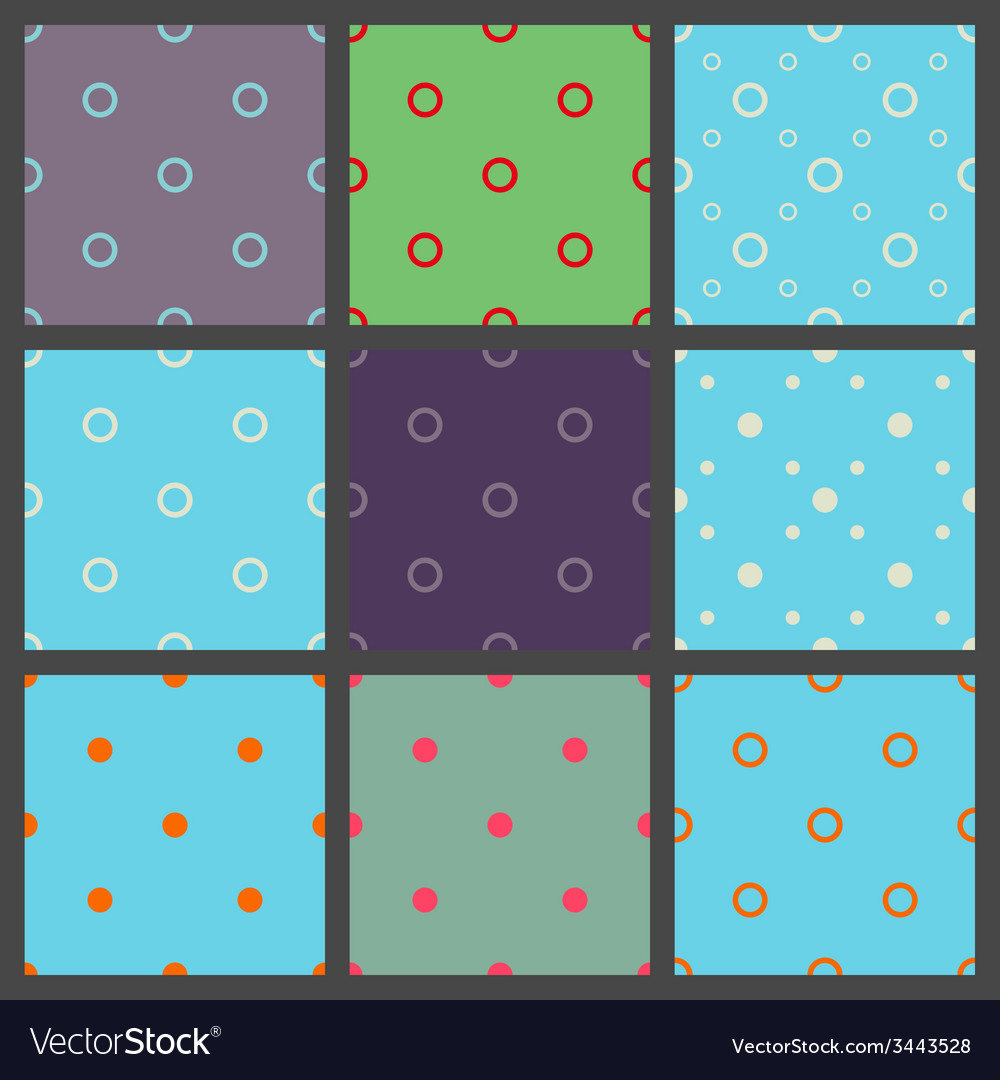 Set of seamless patterns in point with polka dots Vector Image