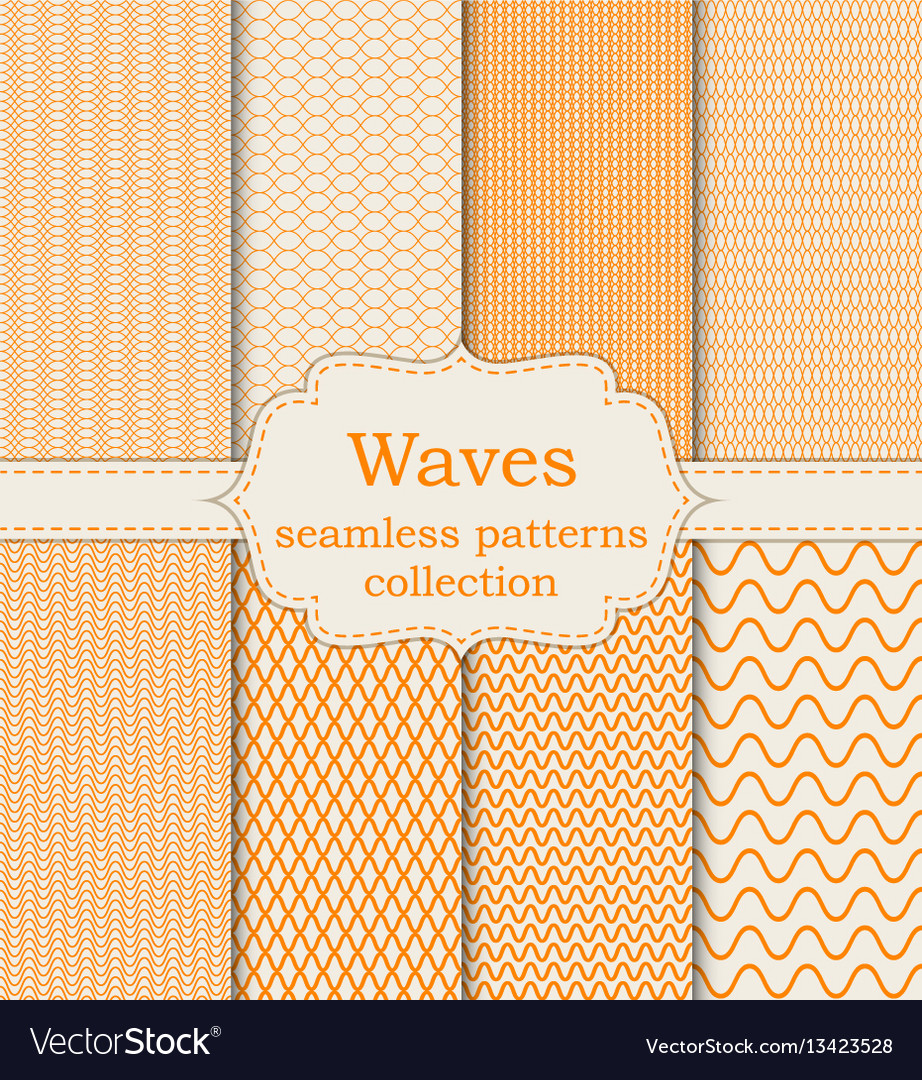 Set seamless patterns waves Royalty Free Vector Image