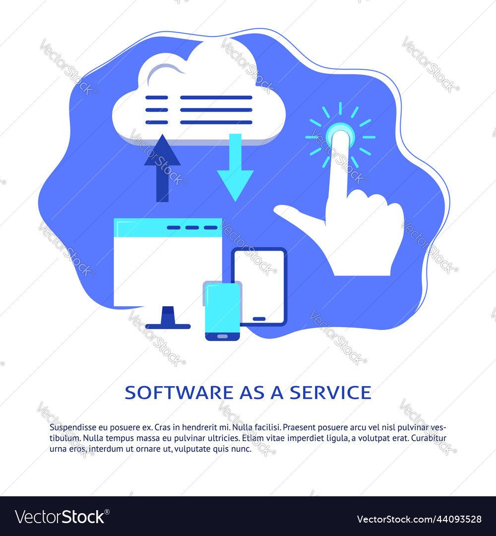 Software as a service banner with place for text Vector Image
