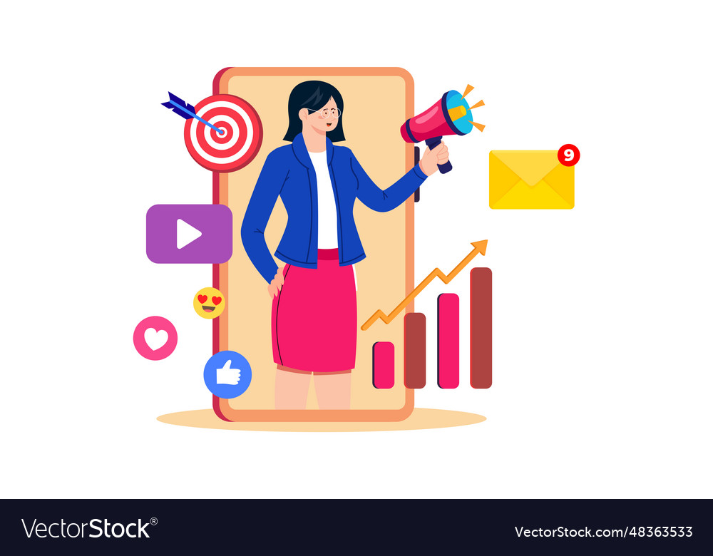 A mobile marketer develops and implements Vector Image