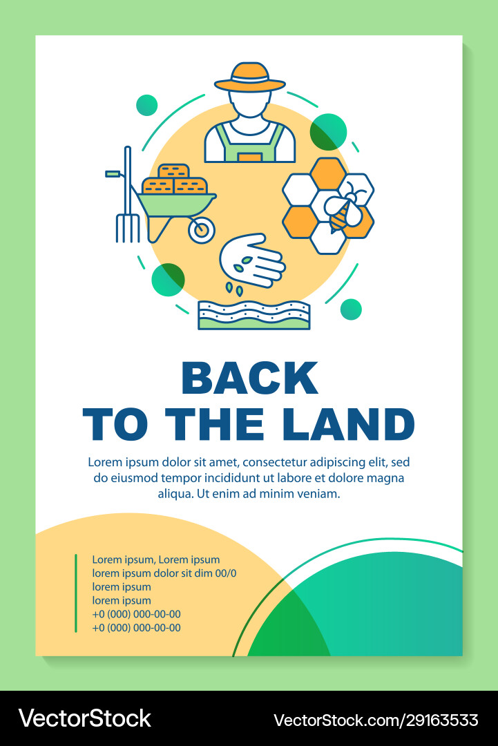 Back to land poster template layout agrarian Vector Image