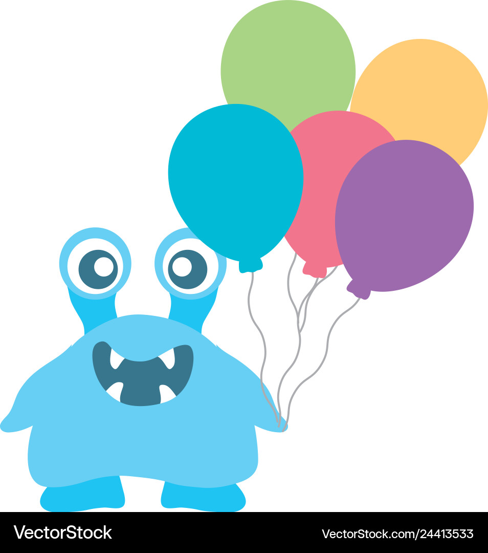 Crazy monster with balloons helium character Vector Image