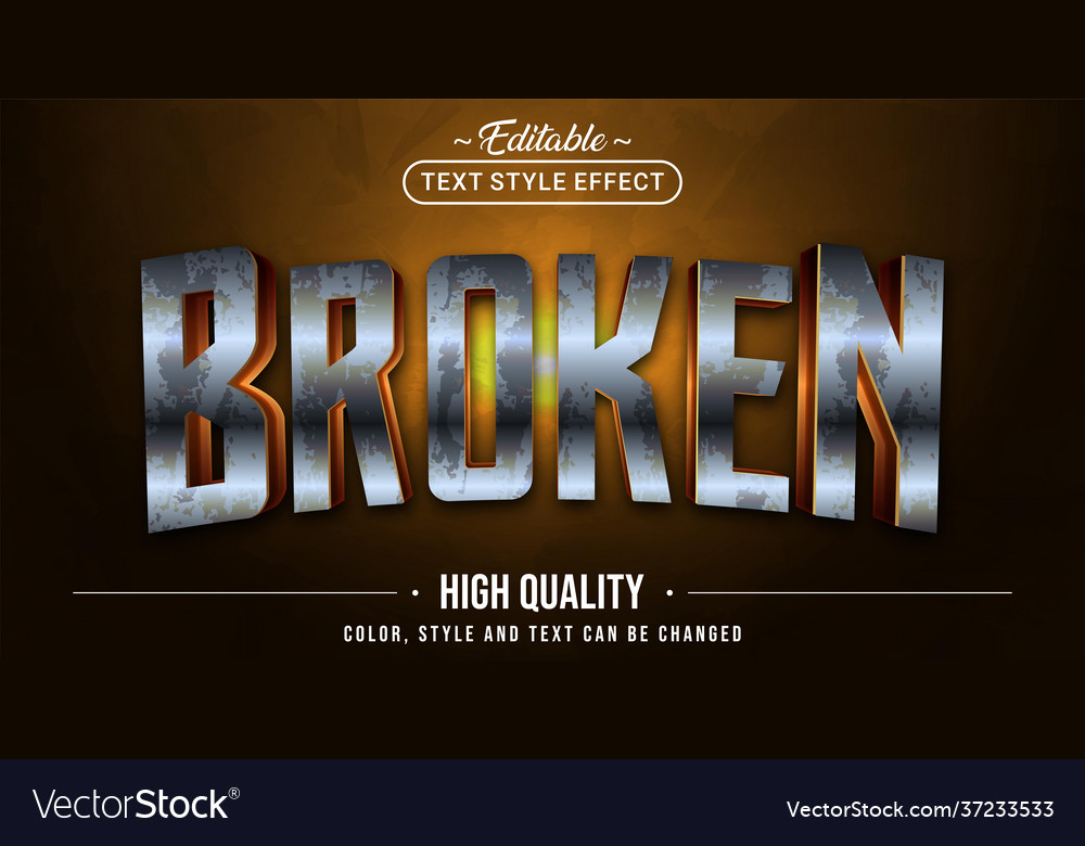 Editable text style effect - broken rusty text Vector Image