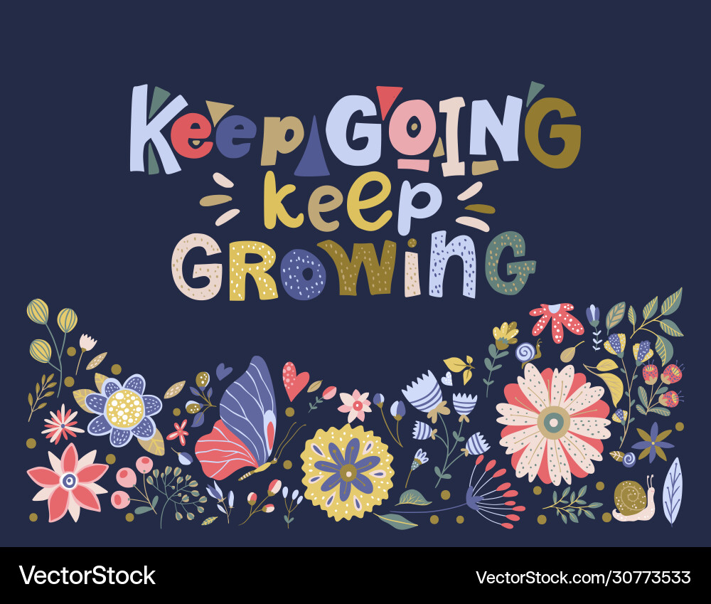 Floral lettering card in a flat style Royalty Free Vector