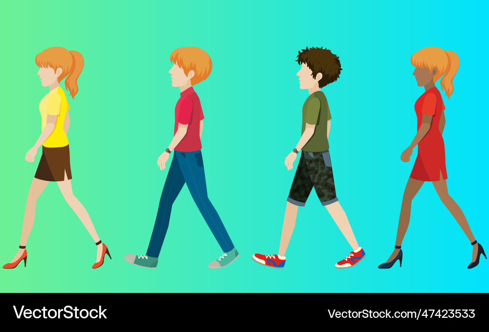Group of faceless people walking Royalty Free Vector Image