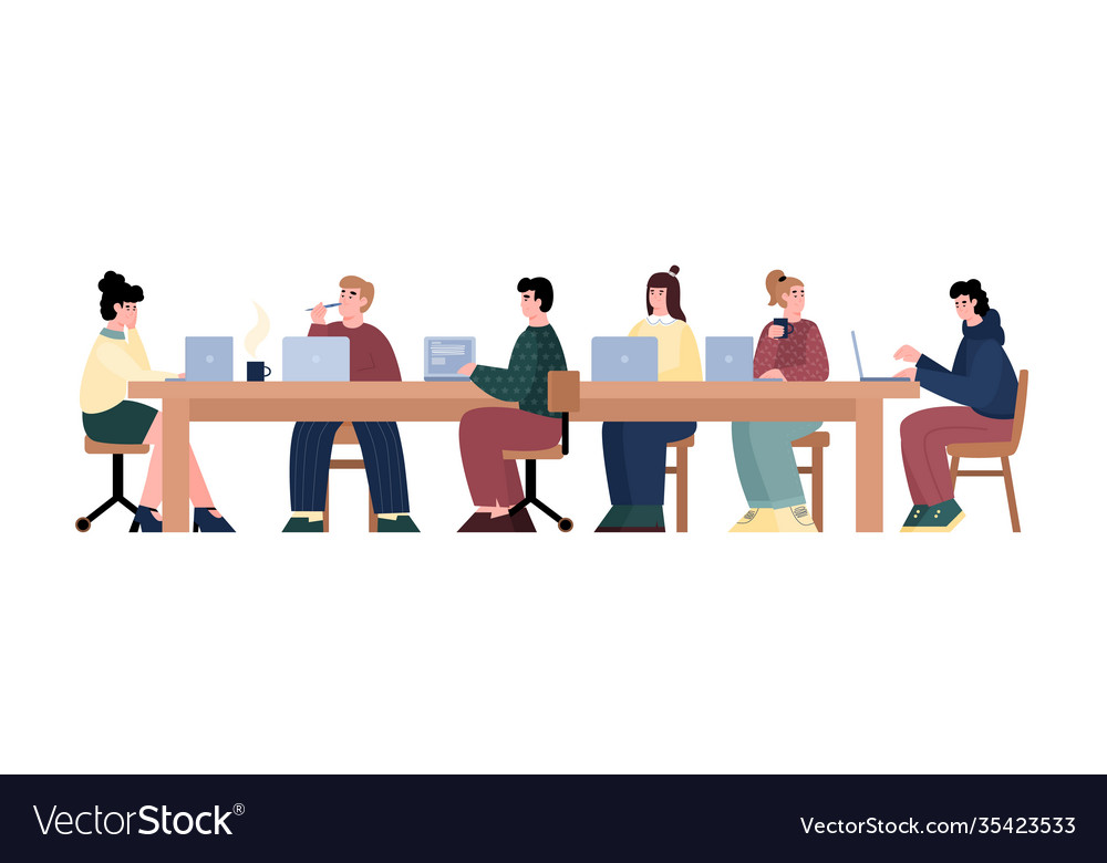 Hackathon programers and developers team cartoon Vector Image