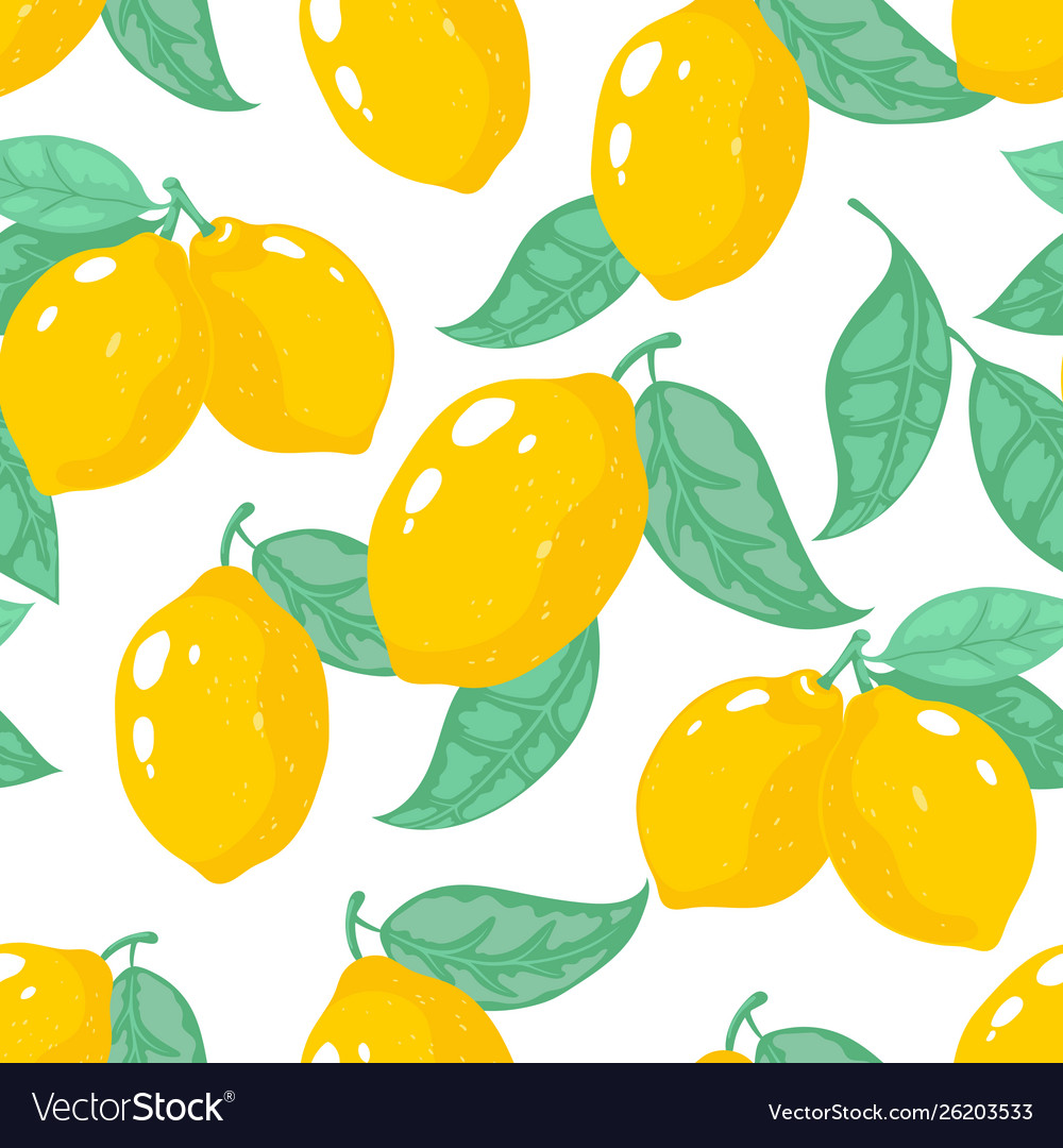 Hand drawn lemon pattern lemon tropical fruit Vector Image