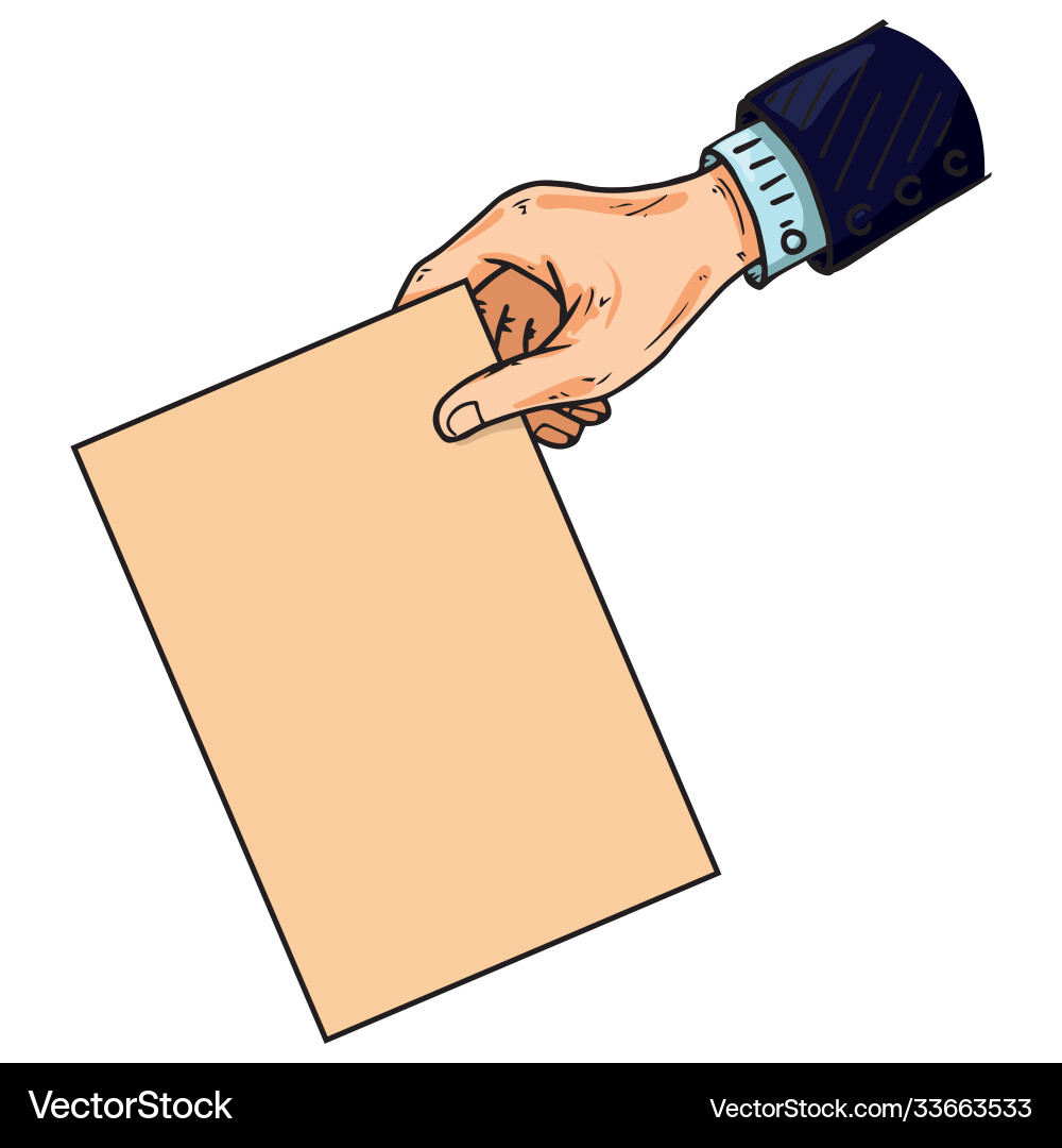 Hand is holding a blank sheet paper icon Vector Image