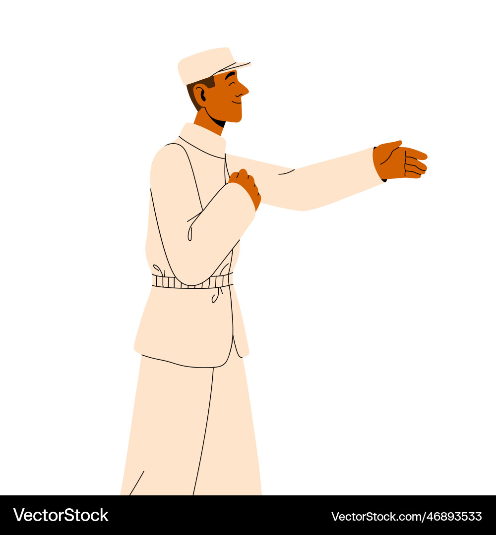 Happy peaceful soldier smiling glad serviceman Vector Image