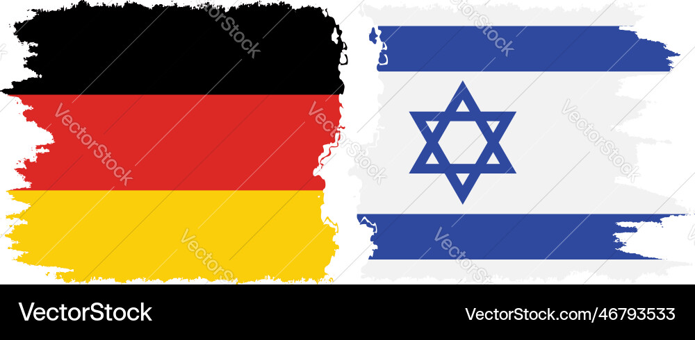 Israel and germany grunge flags connection Vector Image