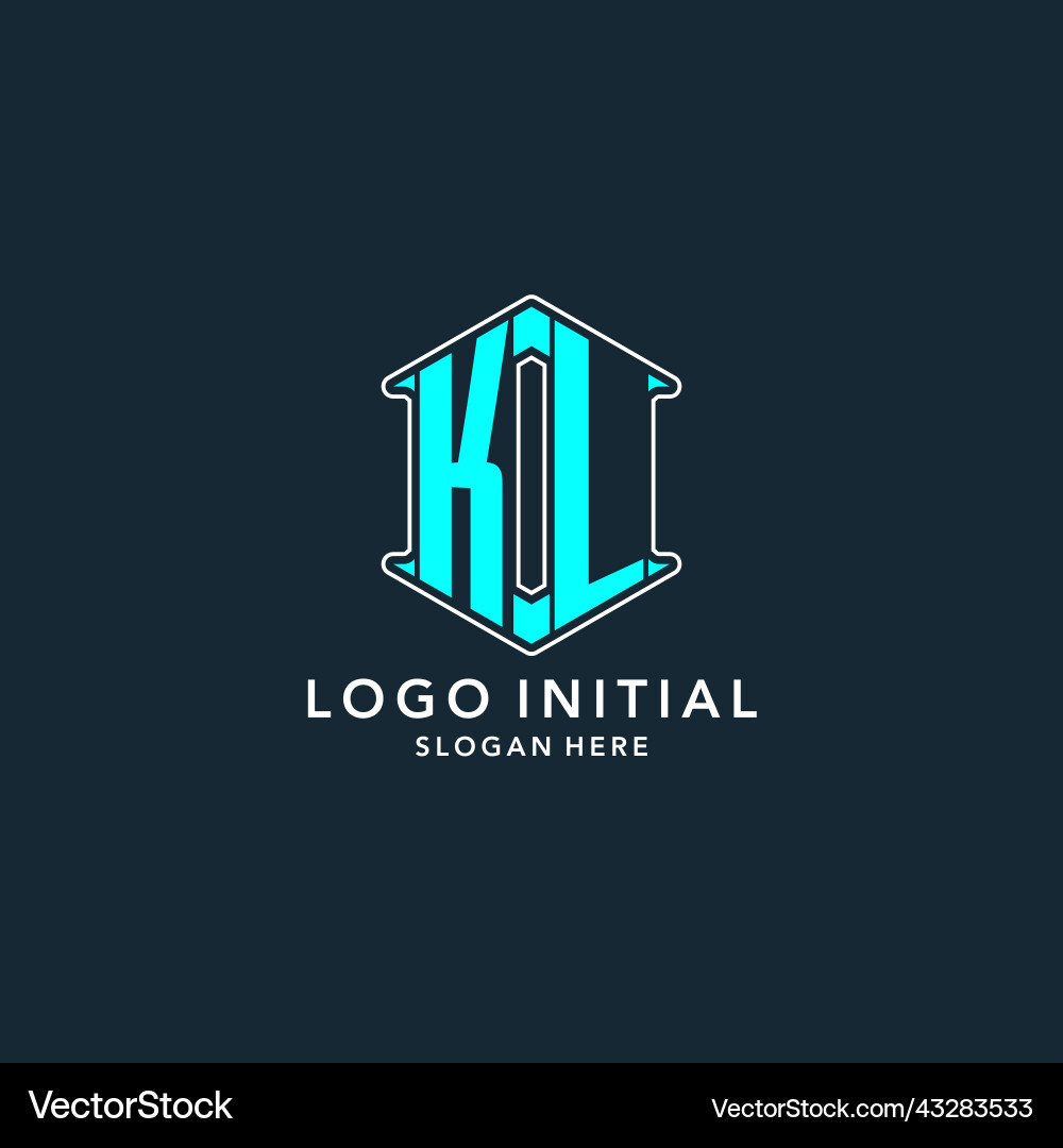 Letter kl logo with hexagon shape geometric style Vector Image