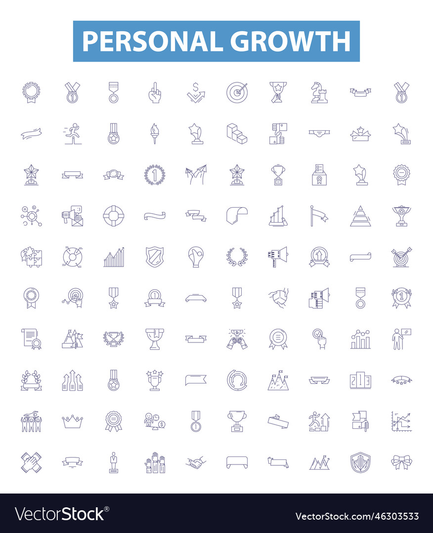 Personal growth line icons signs set self Vector Image Personal growth line icons signs set self Vector Image