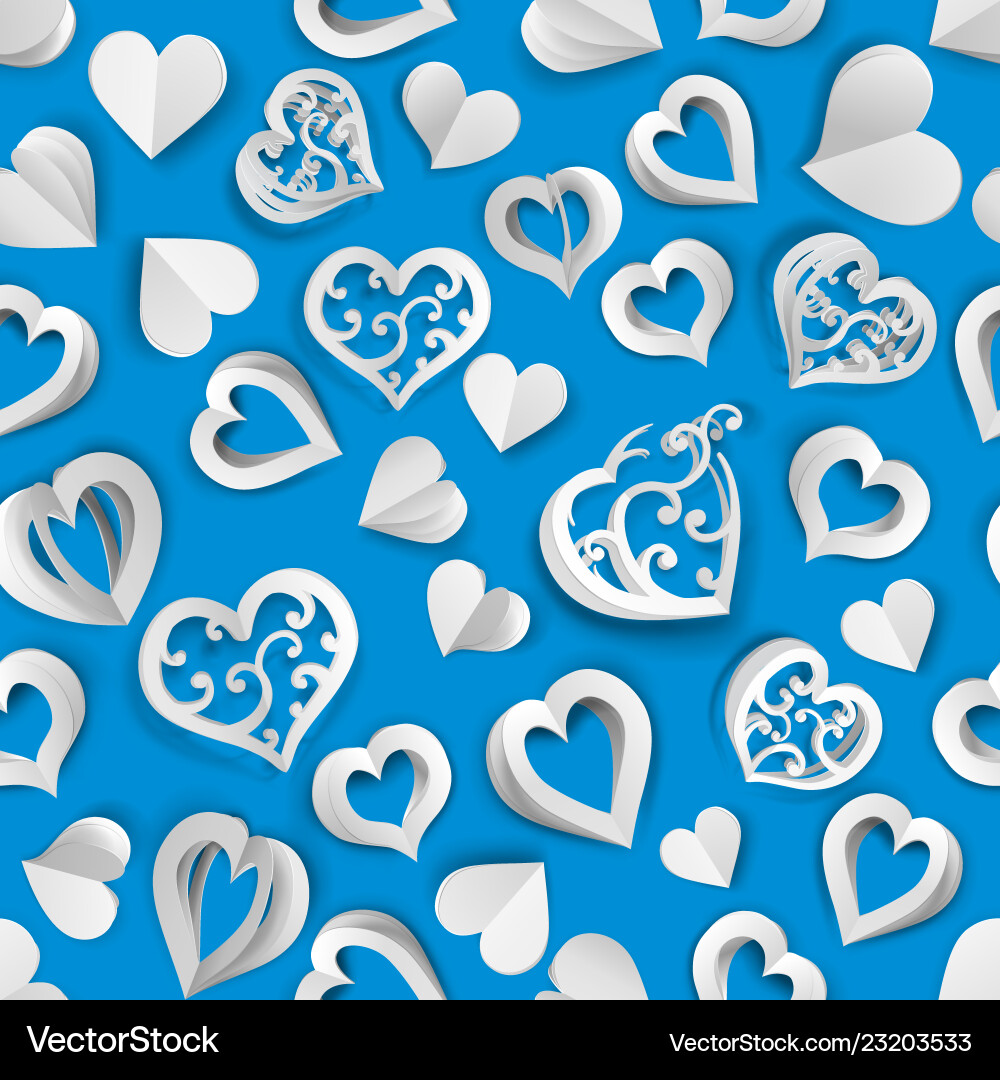 Seamless pattern of paper hearts Royalty Free Vector Image