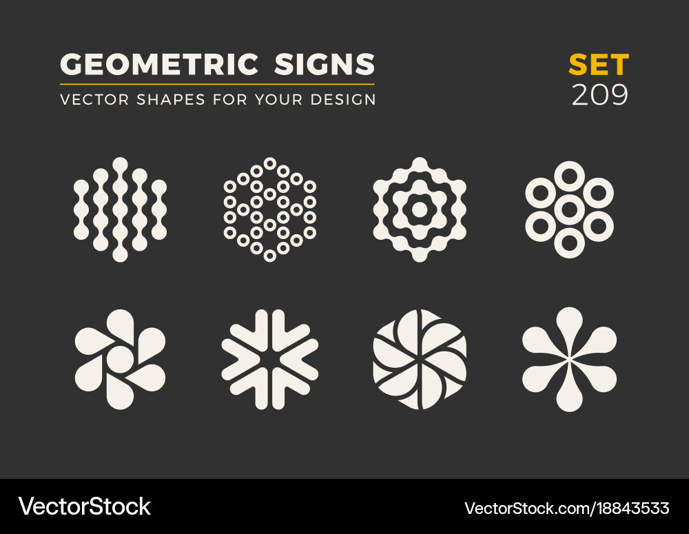 Set eight minimalistic trendy shapes stylish Vector Image