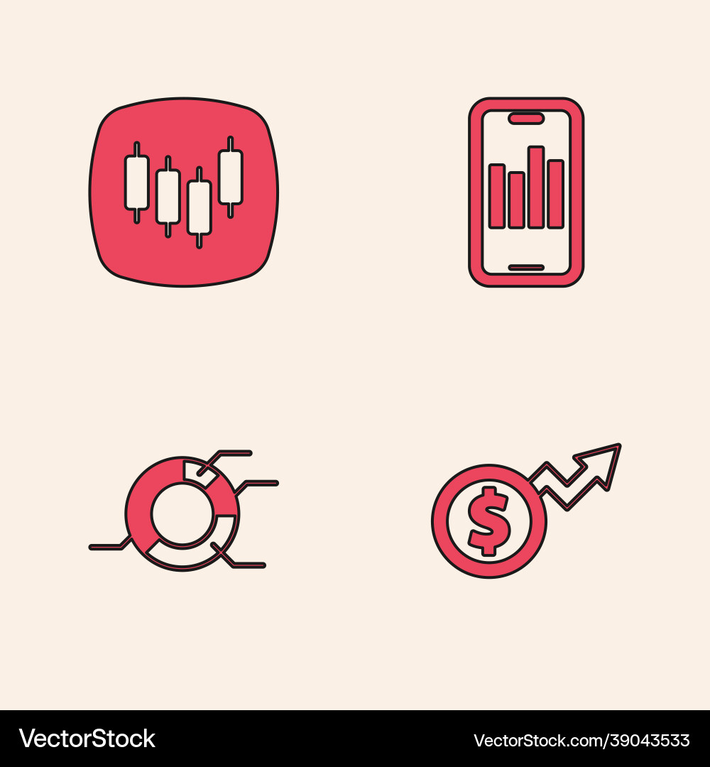 Set financial growth dollar browser with stocks Vector Image