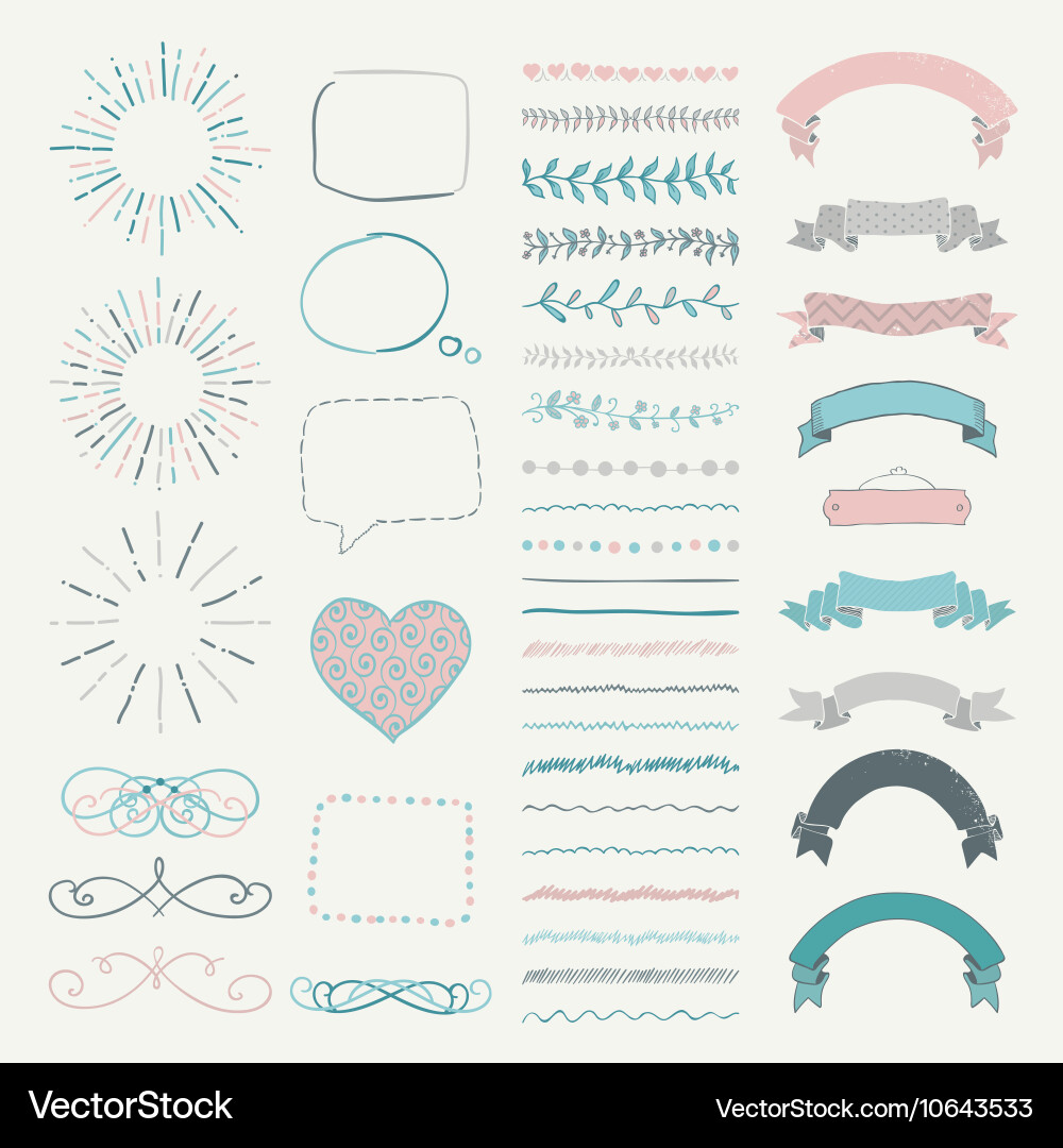 Set of Decorative Hand Drawn Design Royalty Free Vector