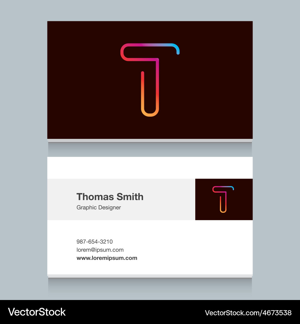 Business card letter t Royalty Free Vector Image