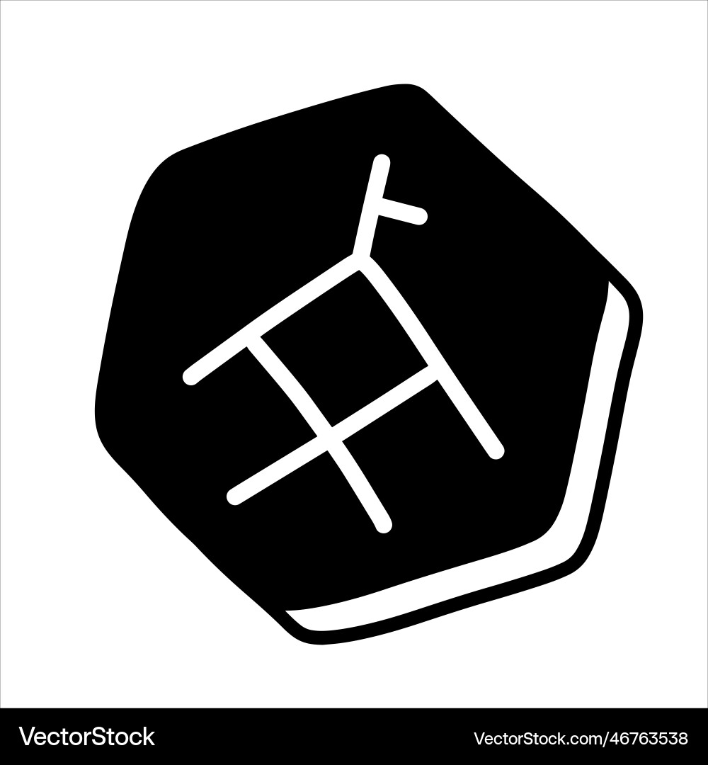 Doodle nordic rune black icon Royalty Free Vector Image