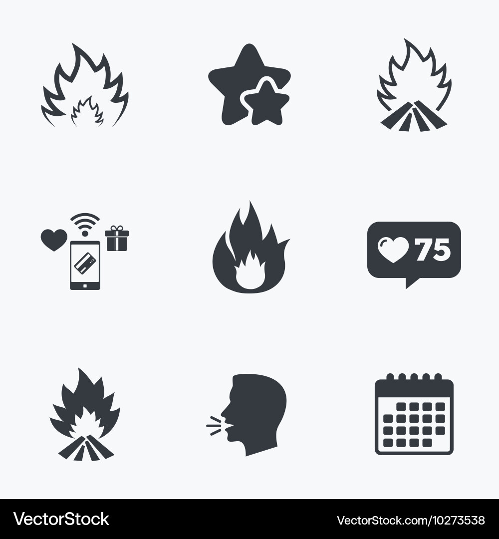 Fire flame icons Heat signs Royalty Free Vector Image