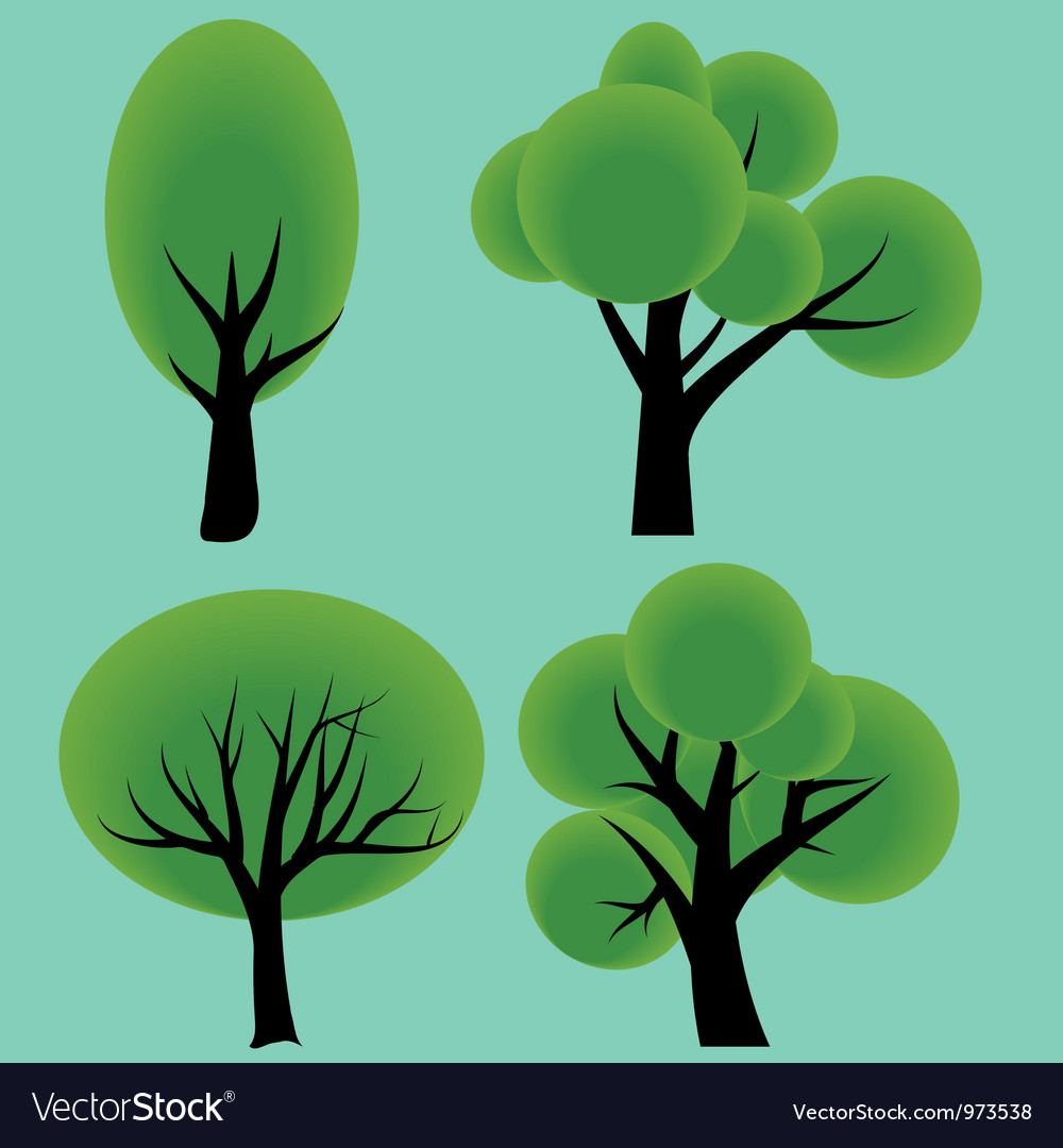 Four trees Royalty Free Vector Image - VectorStock