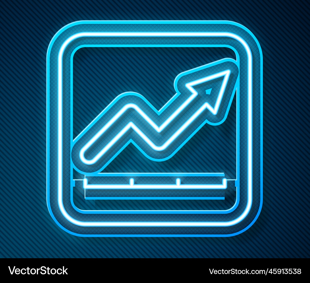 Glowing neon line financial growth increase icon Vector Image