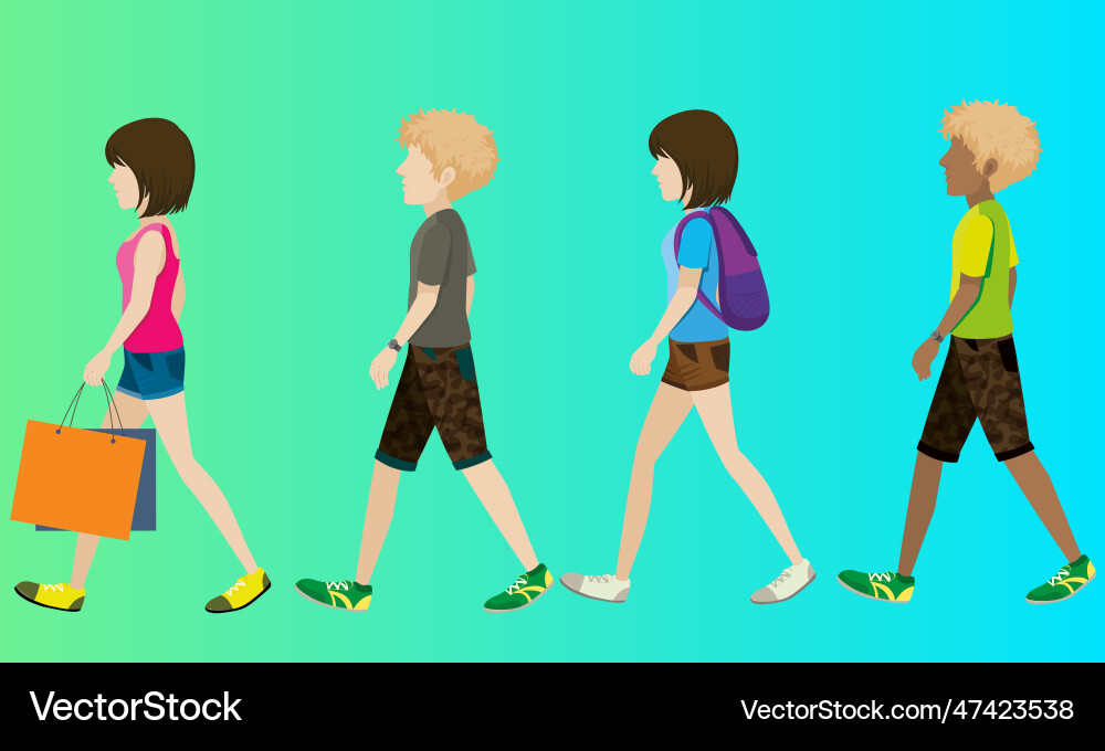 Group of faceless people walking Royalty Free Vector Image
