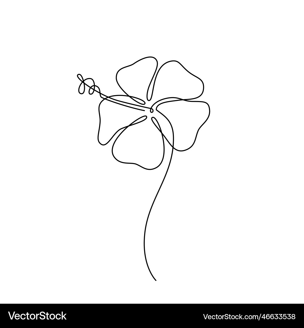 Hibiscus line art flower continuous line Vector Image