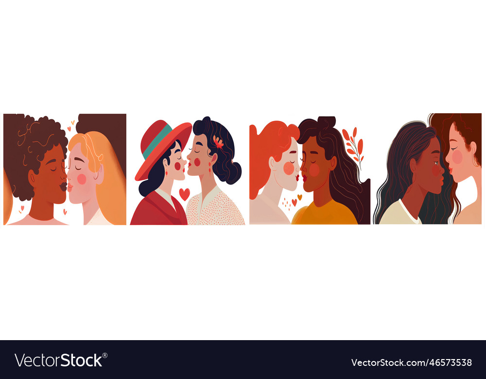 Horizontal set sticker cartoon style multicultural