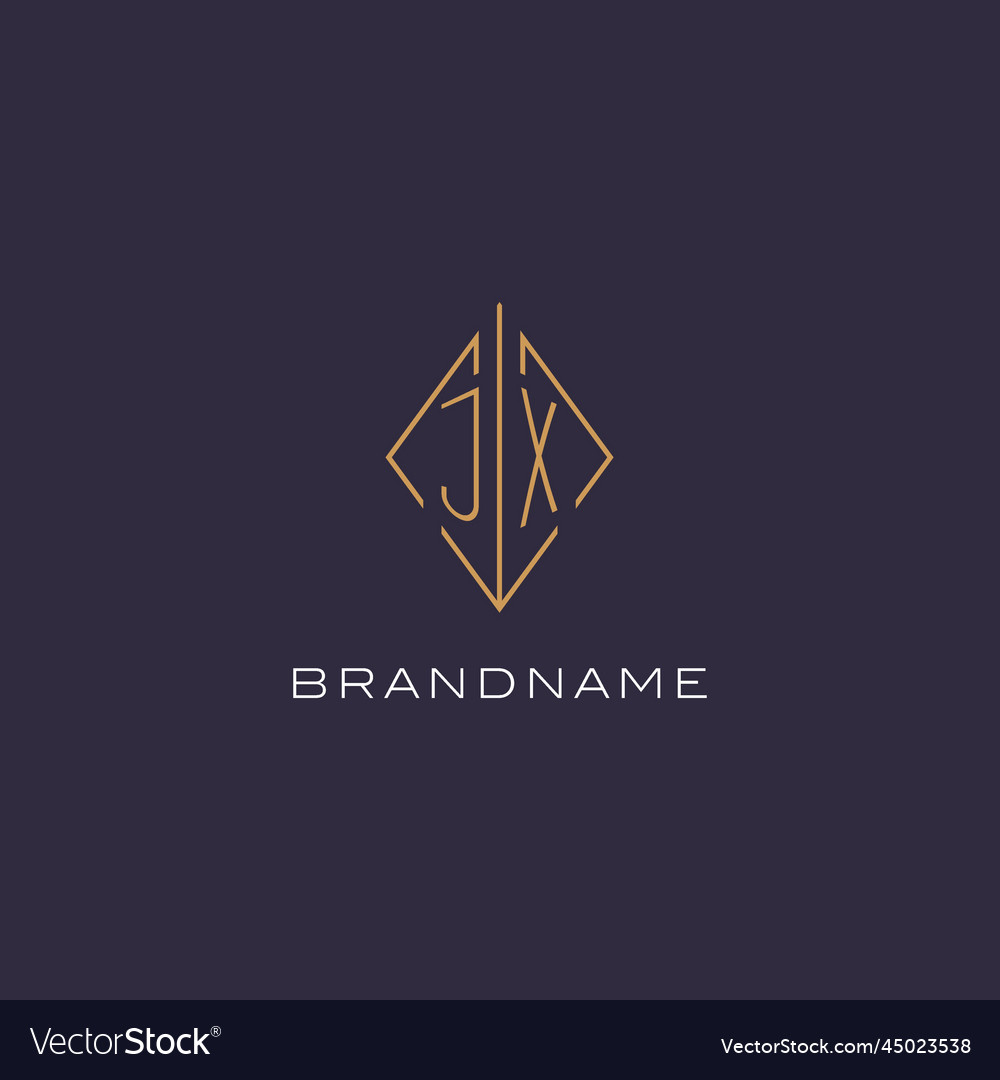 Initial letter jx logo monogram with diamond Vector Image