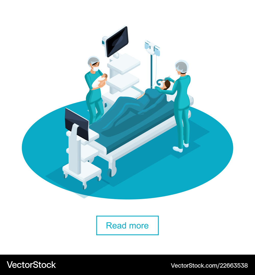 Isometric observation concepts in hospital Vector Image