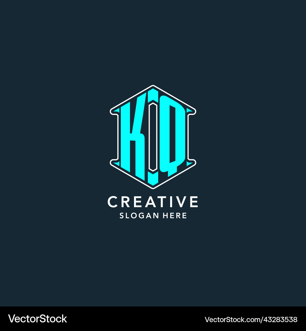 Letter kq logo with hexagon shape geometric style Vector Image