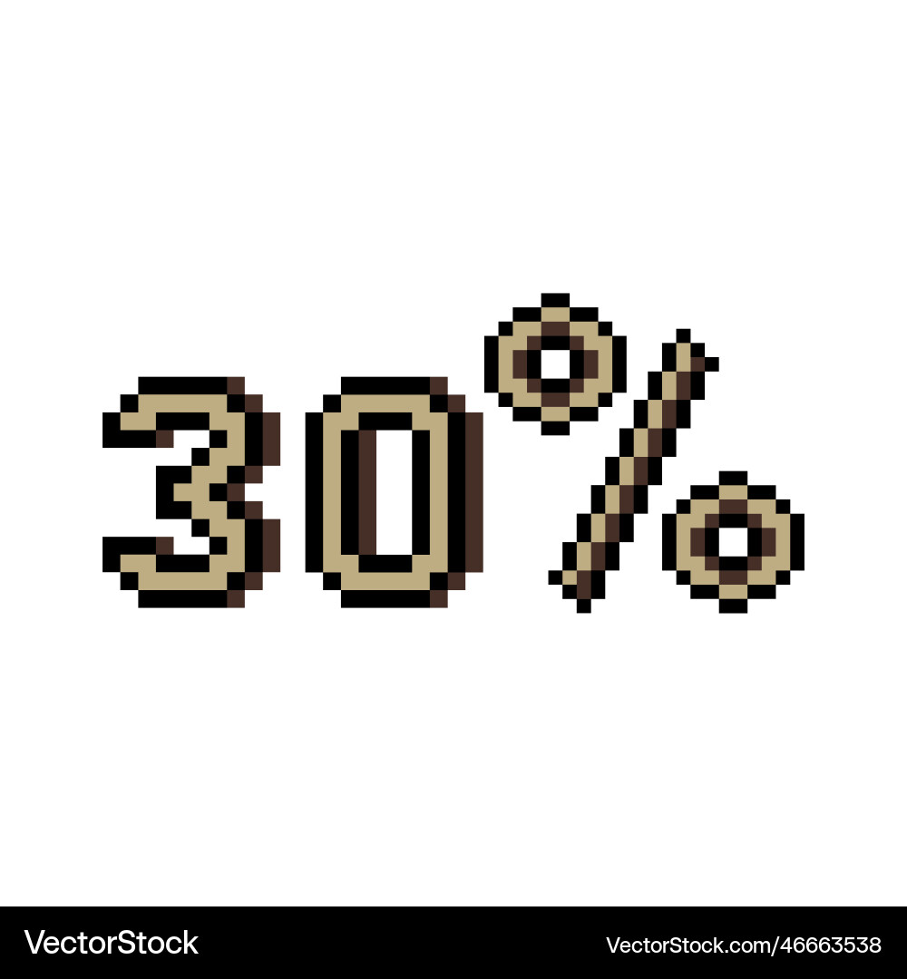 Pixel art design 30 percent on white background Vector Image