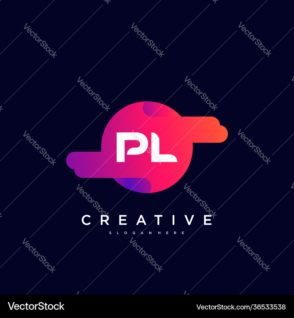 Pl initial letter colorful logo icon design Vector Image
