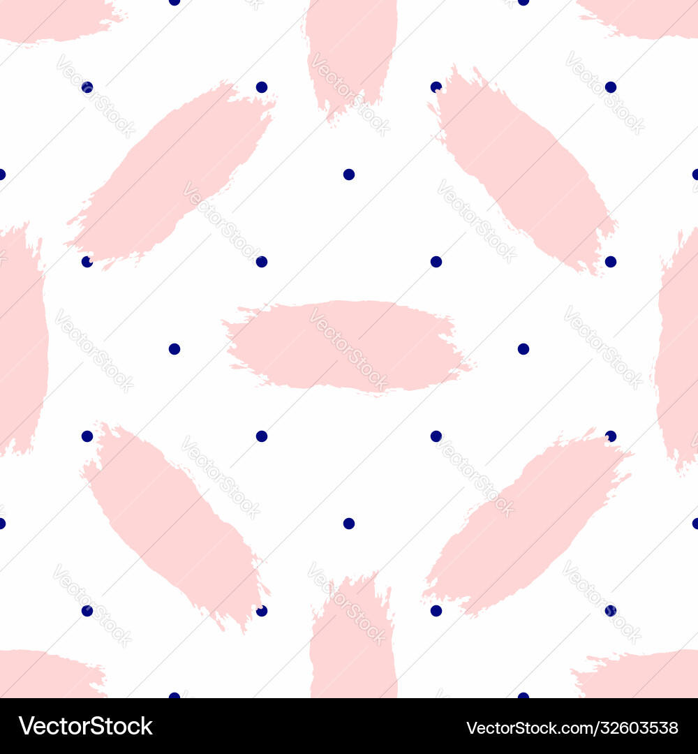 Seamless pattern with brush strokes on polka dot Vector Image