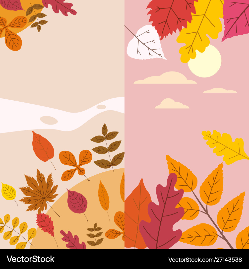 Set colorful autumn templates fallen Royalty Free Vector