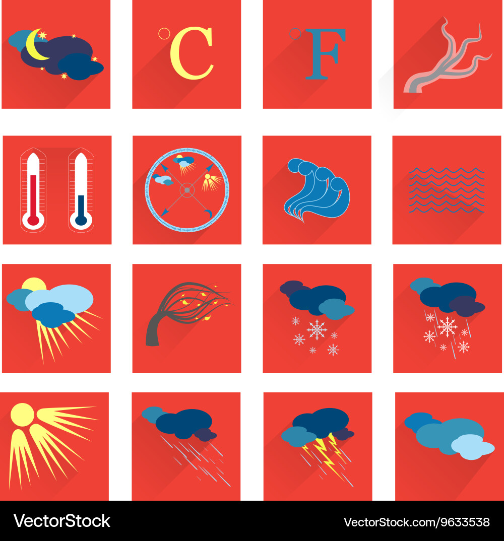 Set with the weather icons Royalty Free Vector Image