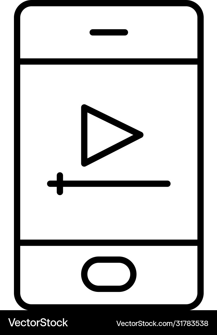 Smartphone with video player on screen line style Vector Image