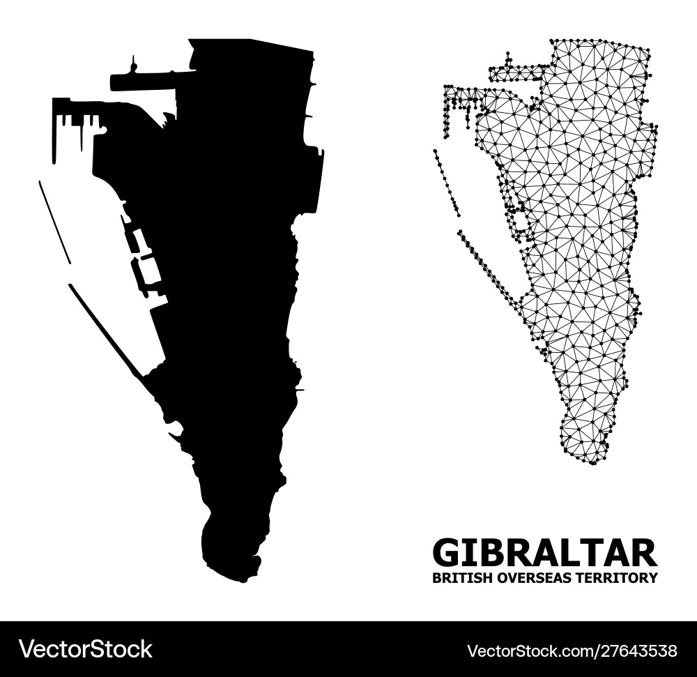 Solid and wire frame map gibraltar Royalty Free Vector Image