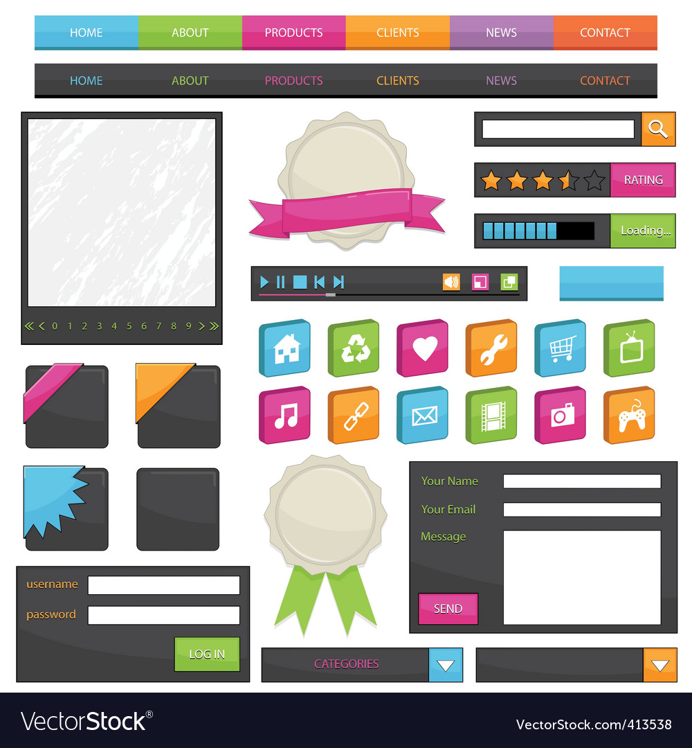Web objects Royalty Free Vector Image - VectorStock