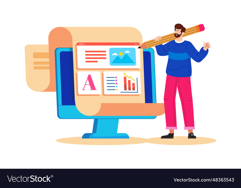 A content marketer develops strategy Royalty Free Vector