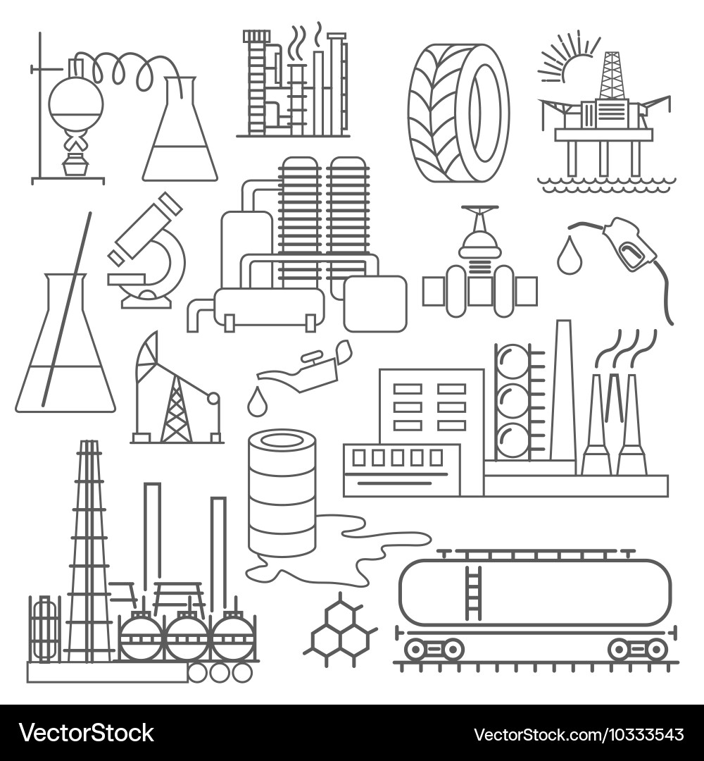 Chemical industry icon set thin line design Vector Image