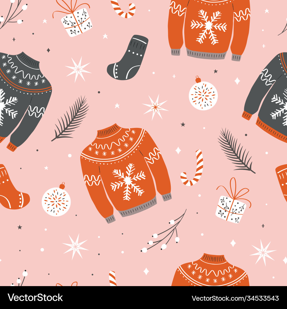 Christmas seamless pattern with ugly sweater Vector Image